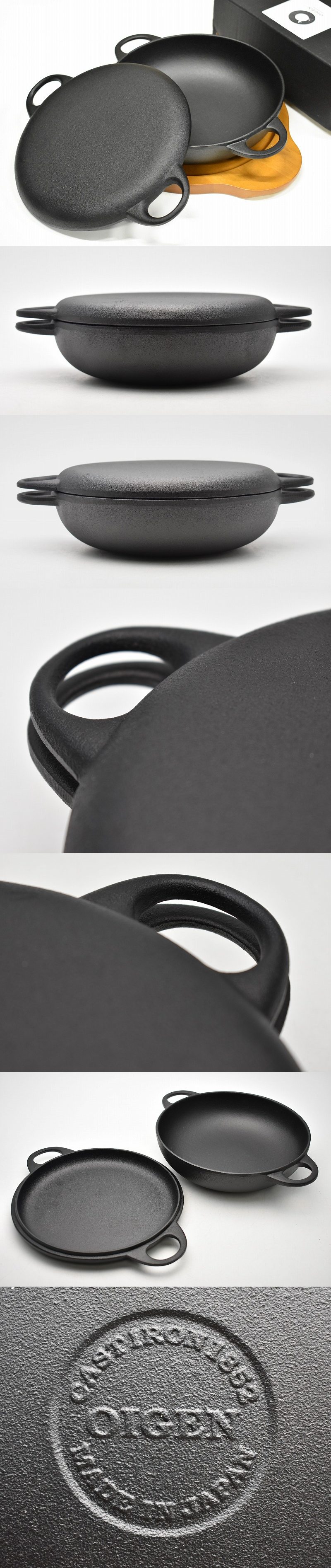 代購代標第一品牌－樂淘letao－竜E700 未使用品 及源鋳造 OIGEN 鋳鉄 F-159 18cm ニューラウンド 万能鍋 ダッチオーブン 調理器具 キャンプ アウトドア用品 南部鉄器